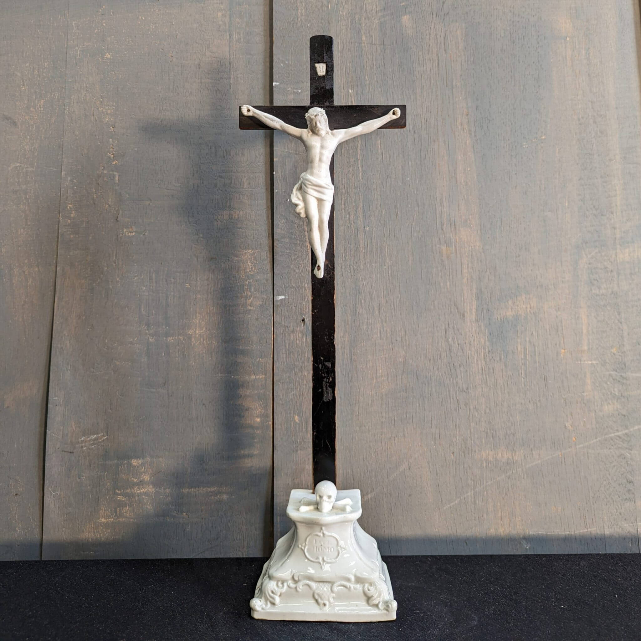 Unusual 19th Century Antique French Crucifix with Porcelain Figure ...