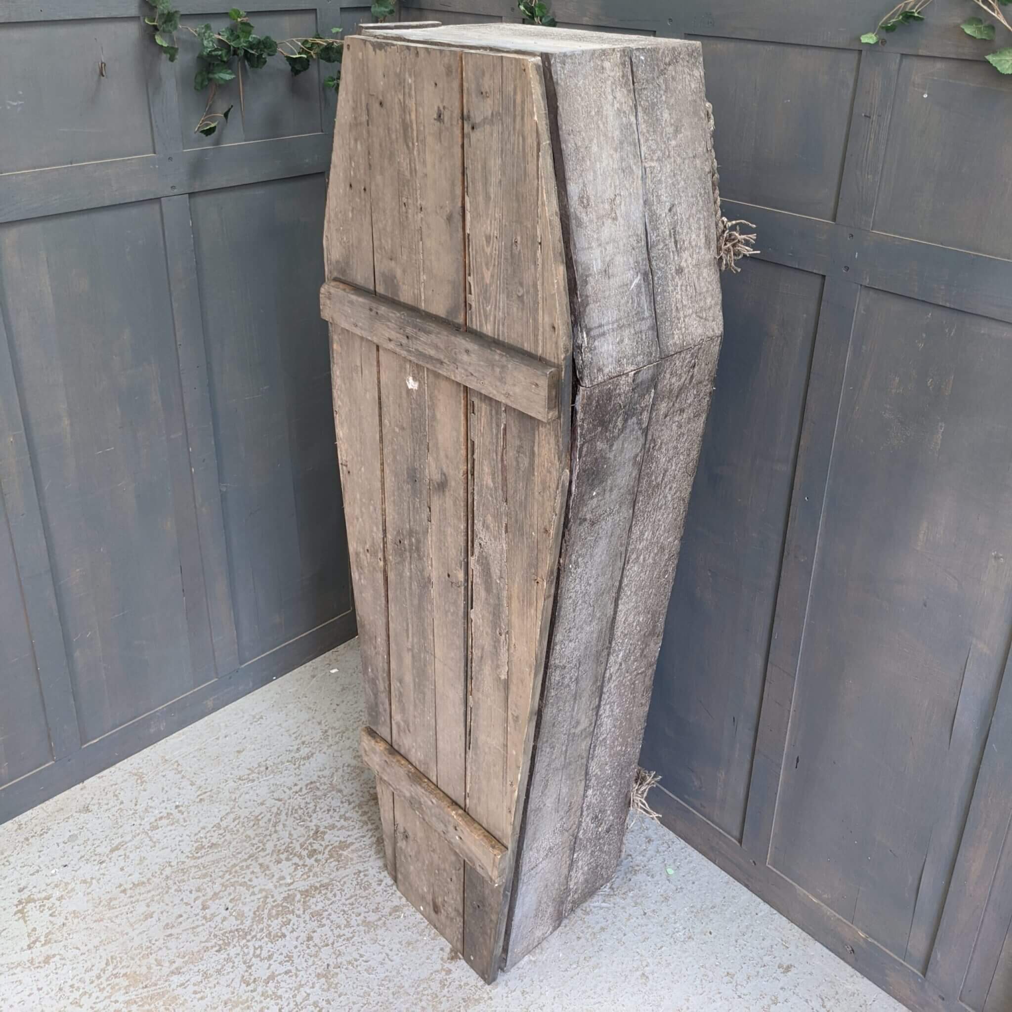 Full Size Aged & Distressed Pine Coffin (SOLD) - Antique Church Furnishings