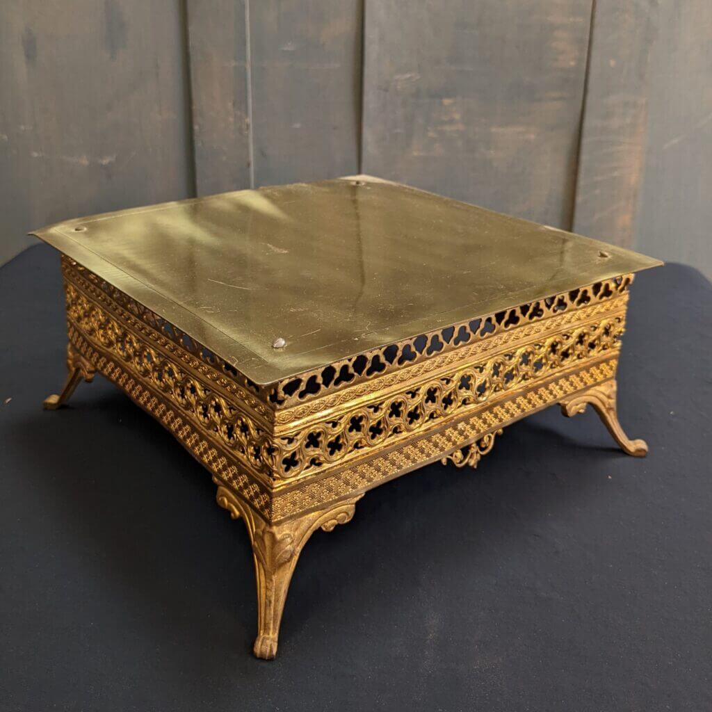 Gilded Brass Gothic Tabor Monstrance Stand with Filigree Work Sides ...