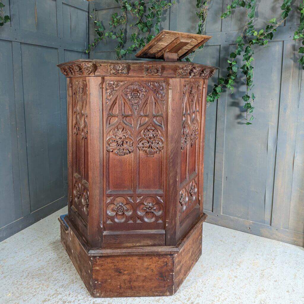Small Highly Ornate Antique Gothic Oak Chuch Pulpit (SOLD) - Antique ...