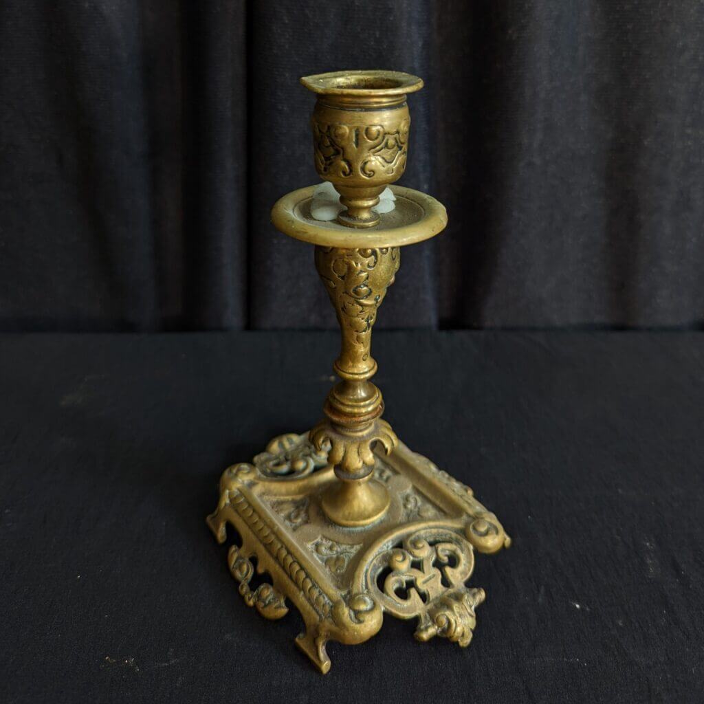 Antique French Convent Heavy Brass Paschal Prickett Candlestick Candle ...