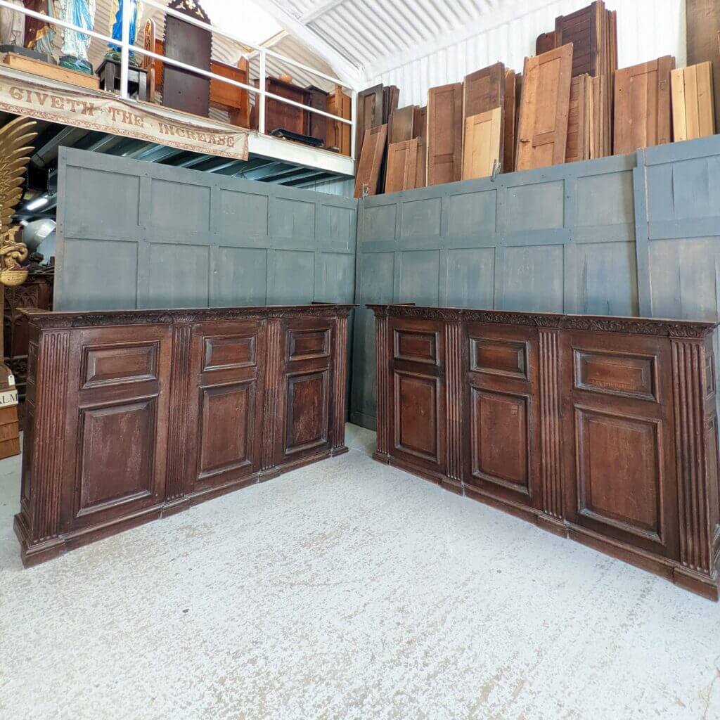 17th Century Style Oak Panelled Panel Desks Fronts with Carved Details ...