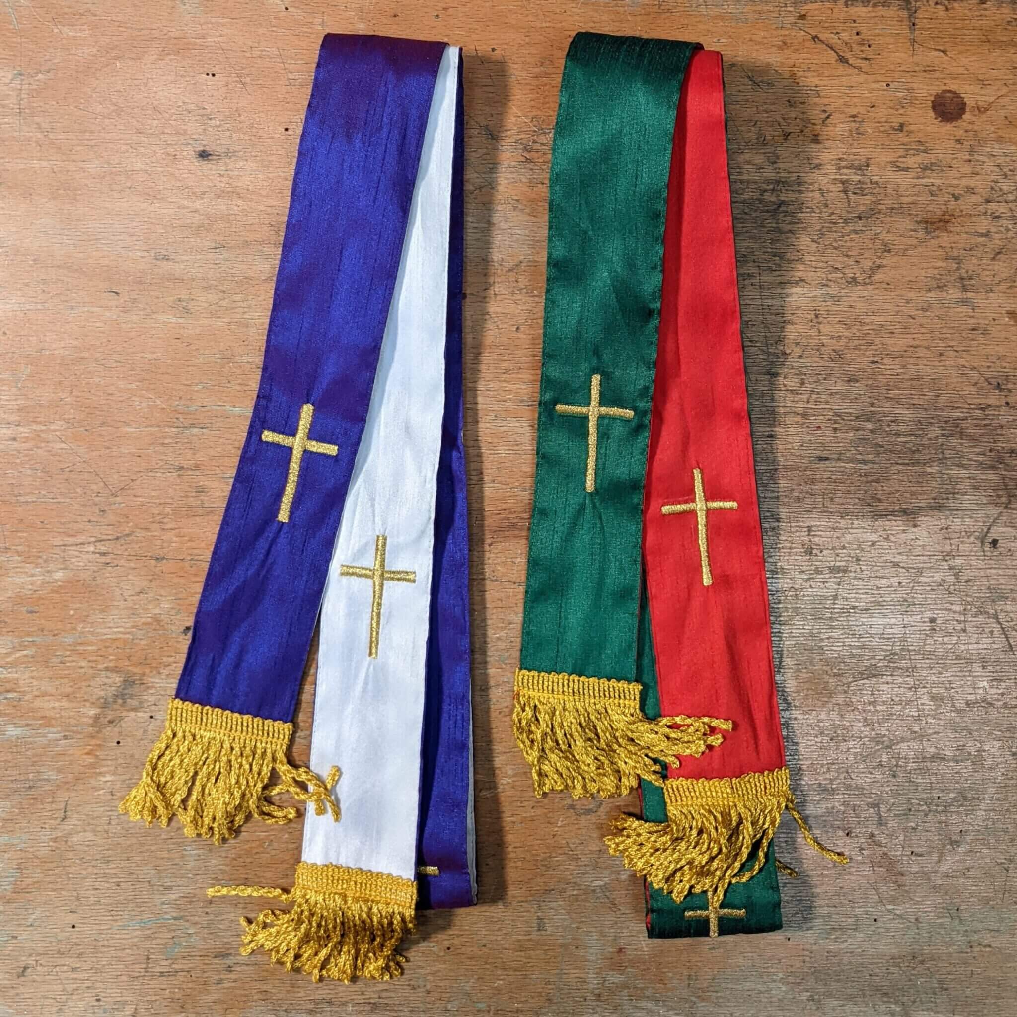 Pair of Reversible Travel Stoles in Blue White Red & Green (SOLD ...