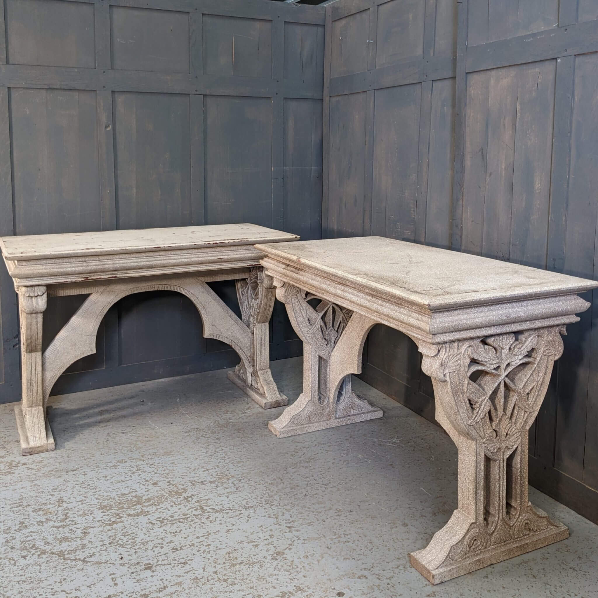 Medium Size Gothic Faux Stone Carved Wood Composition Altar Tables ...