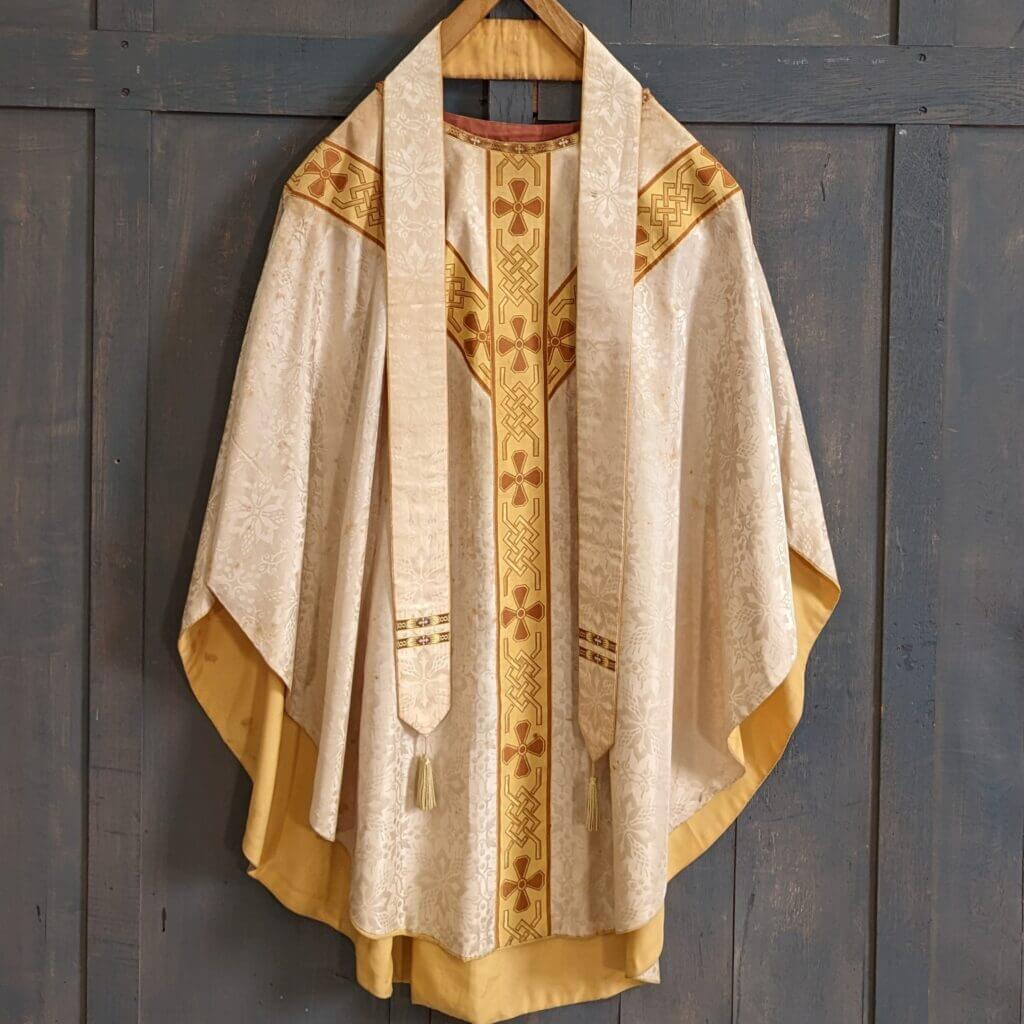 Vintage Cream & Yellow Chasuble with Stole (SOLD) - Antique Church ...