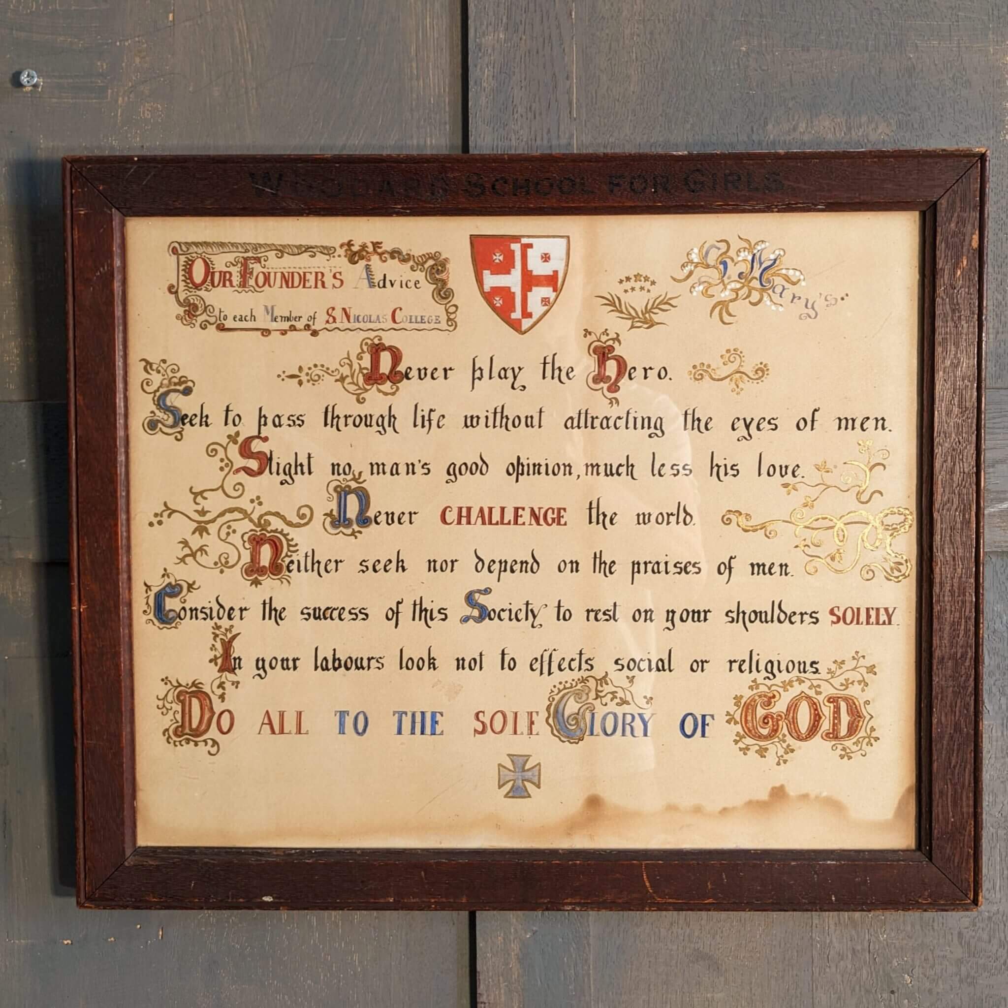 Antique Handpainted Improving Religious Letter for the Young Women of ...