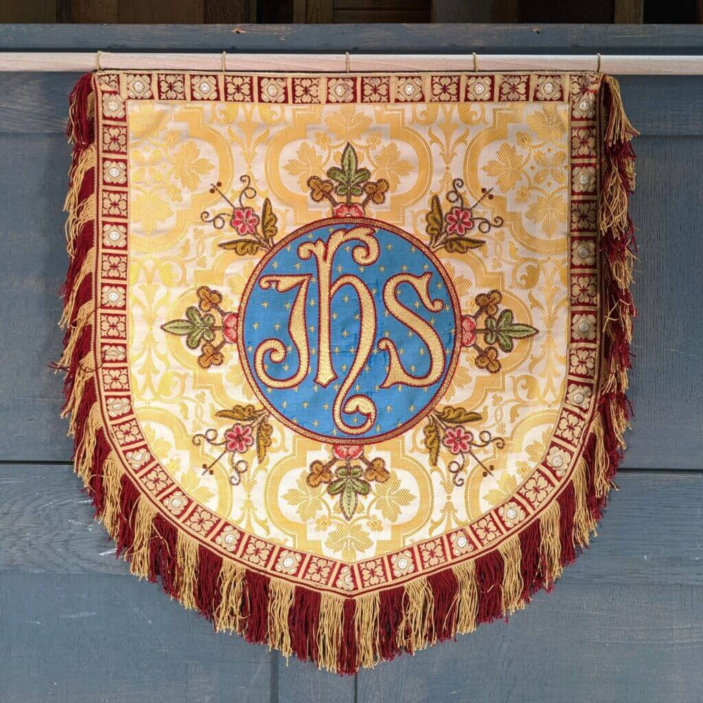 Beautiful 'IHS' Starry Sky Applique Damask Floral Bullion Banner ...