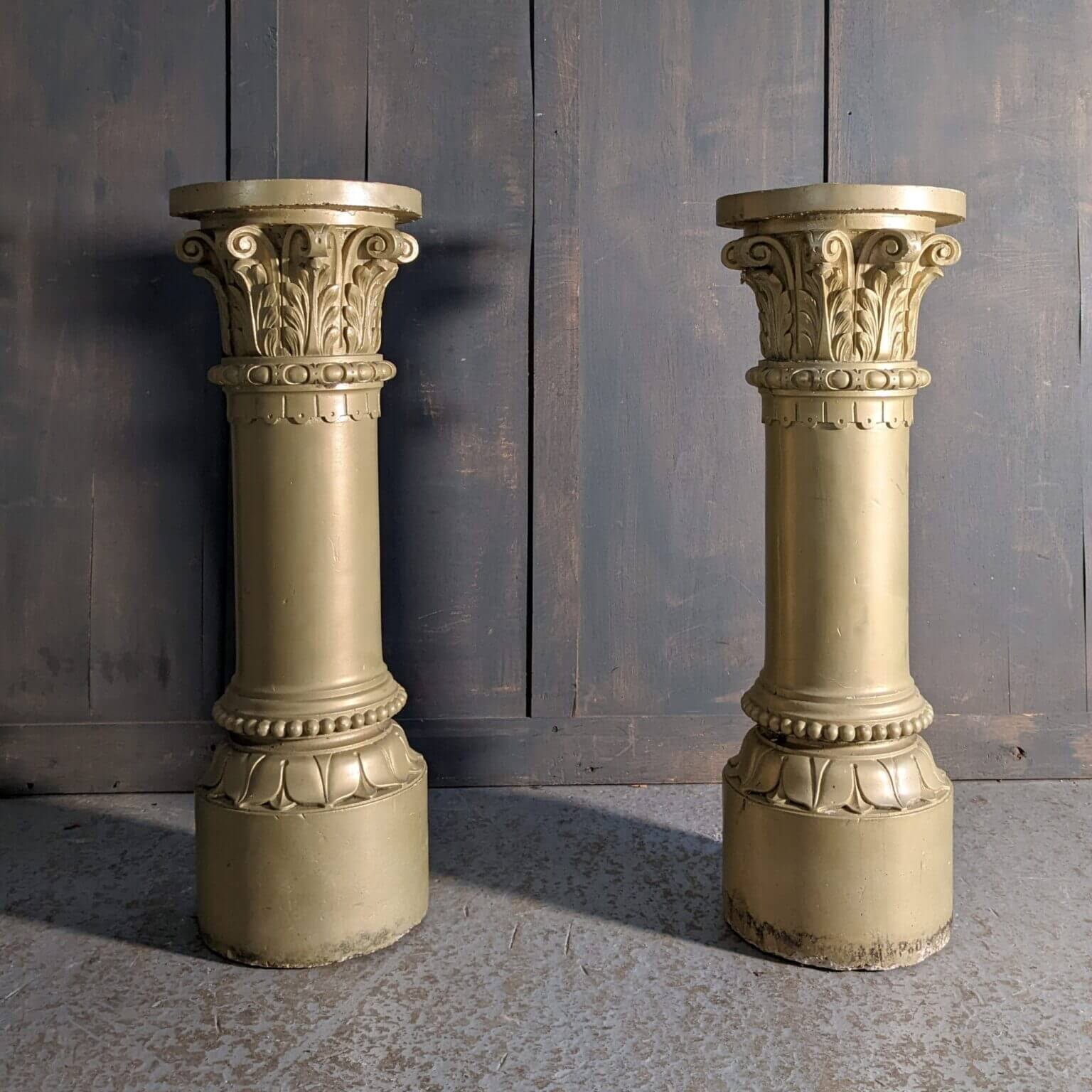 Composite Order Columns Statue or Plant Stands with Volutes Painted ...