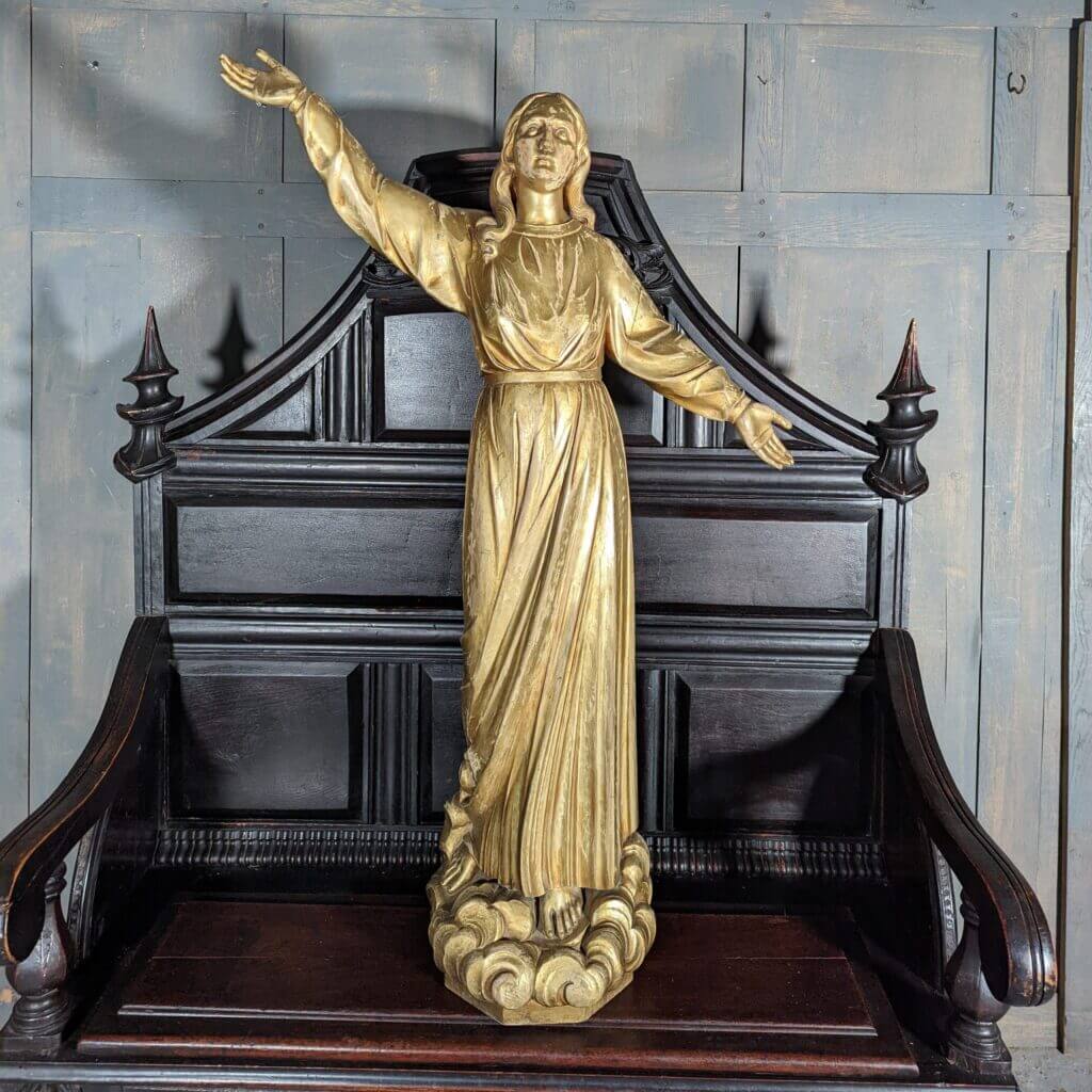 Large Vintage Gilt Finished Carved Oak Religious Statue The Immaculate ...