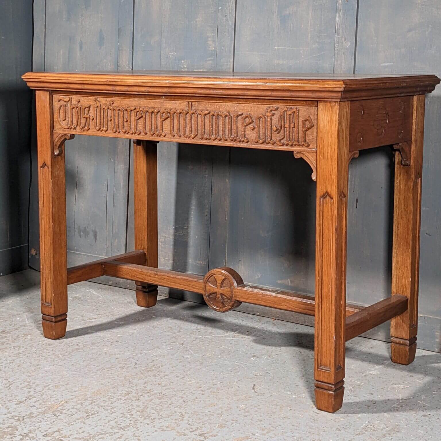 Nicely Made Carved Vintage Oak Communion Table Small Altar 'This do in ...