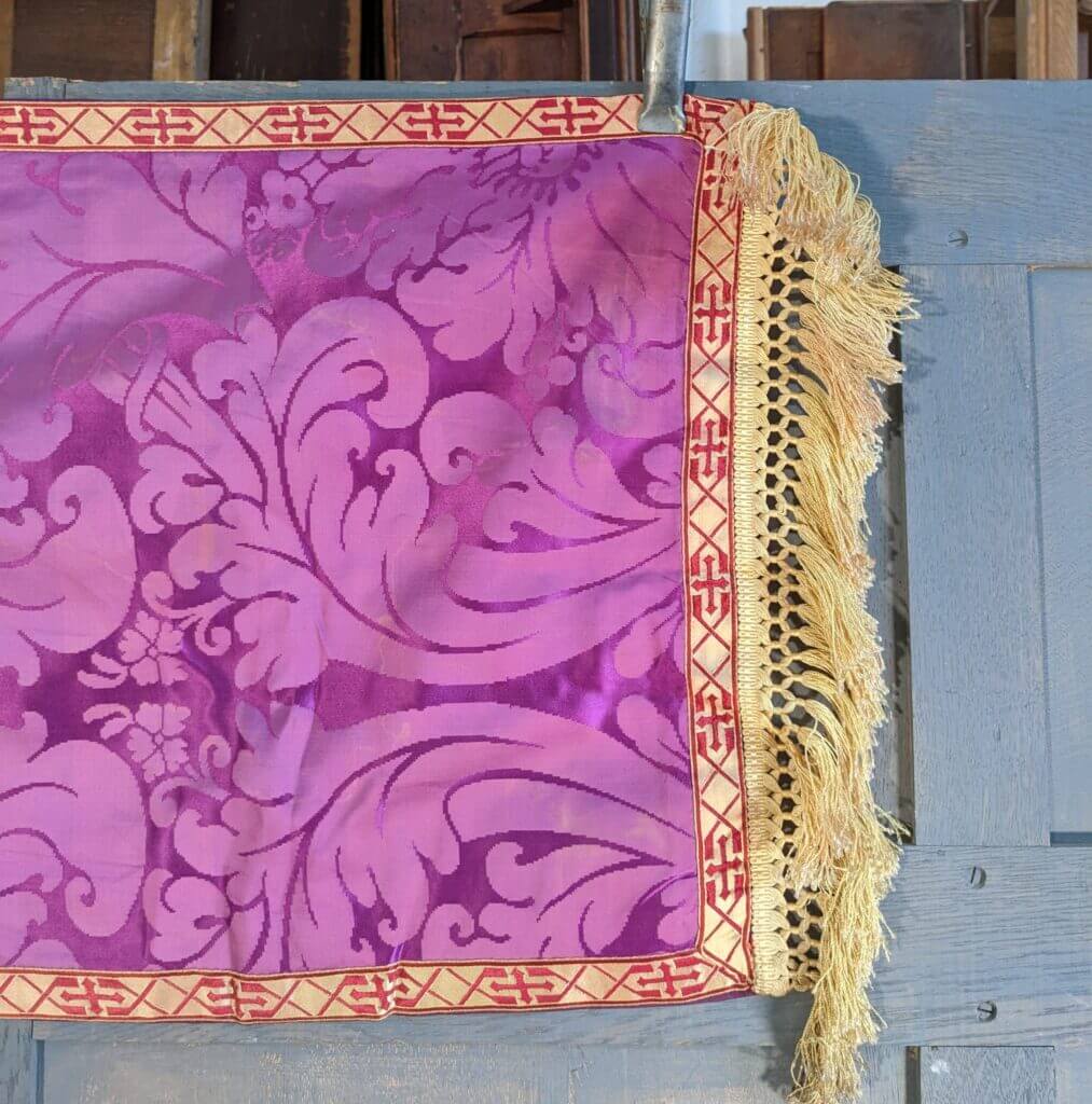 Vintage Silk Damask Purple & Gold Humeral Veil (SOLD) - Antique Church ...