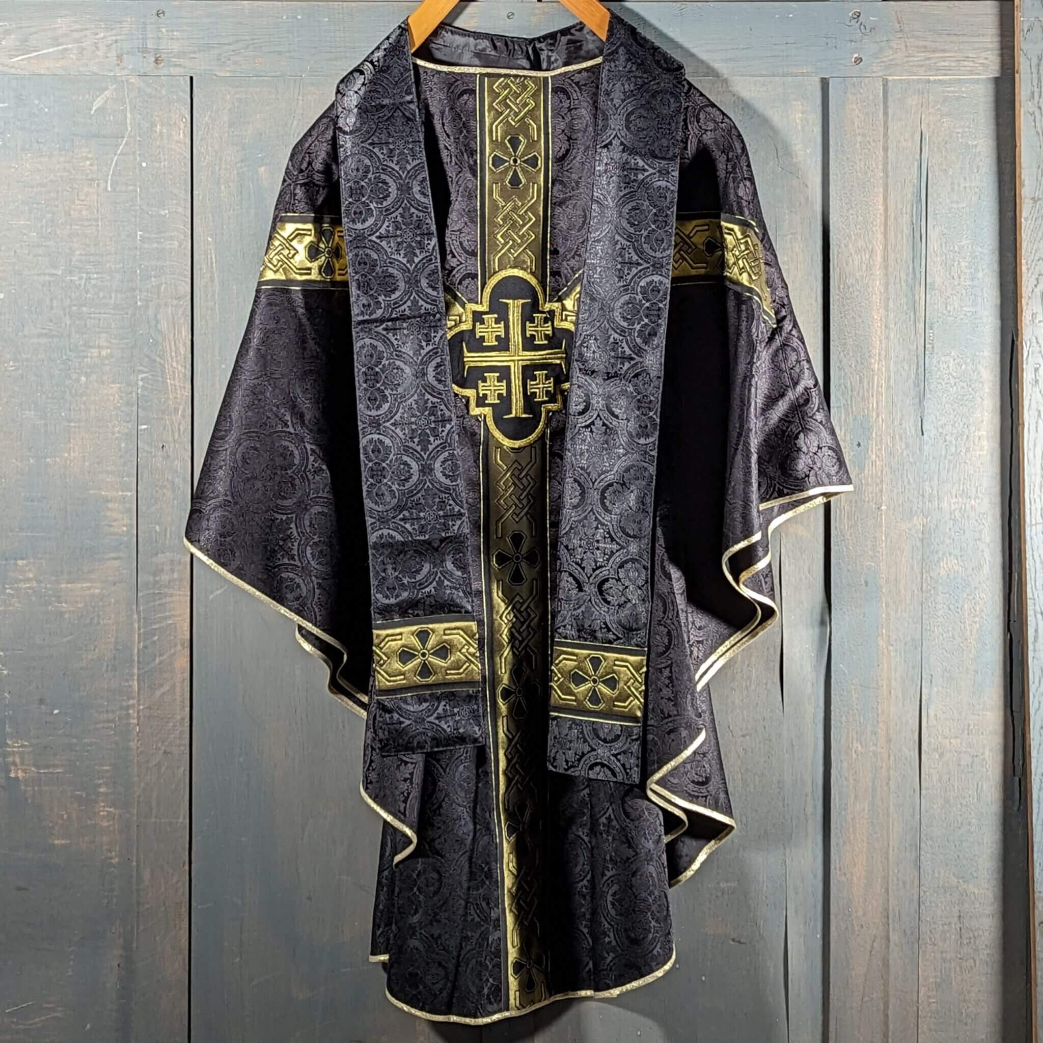 Handsome Black & Gold Damask Chasuble with Stole & Veil (SOLD ...