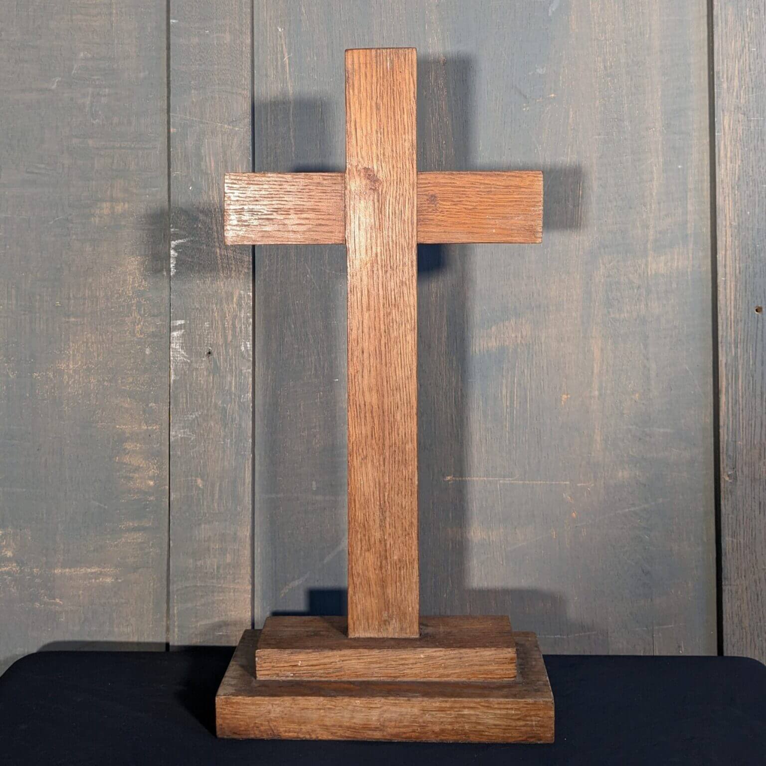 Plain Oak Vintage Standing Table Cross on Stepped Base (SOLD) - Antique ...