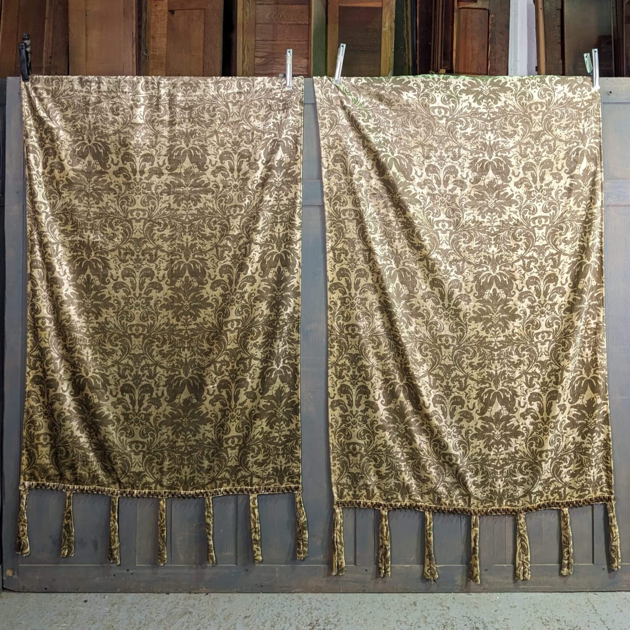 Two Flamboyant Gold & Antique Gold Fin de Siecle Velour Curtains/Altar ...