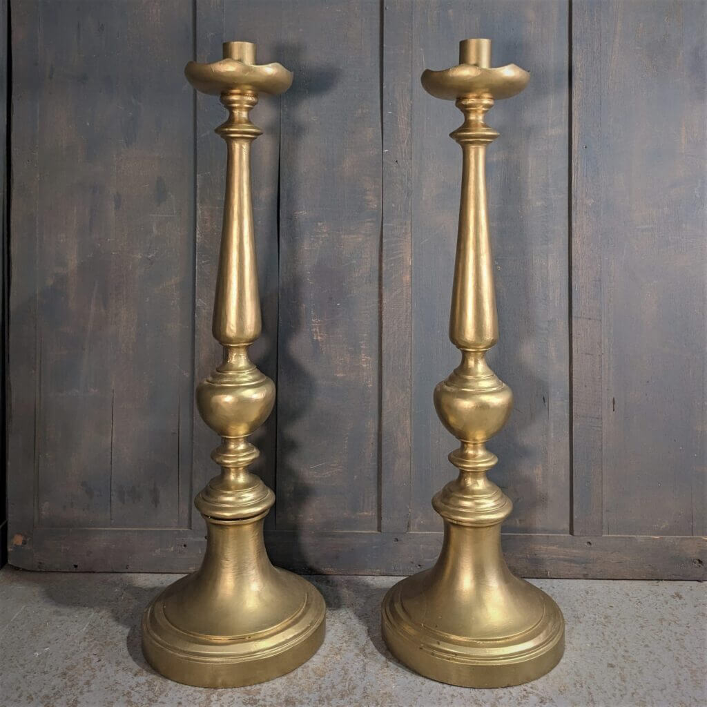 Antique French Brass & Copper Large Church Paschal Candlestick with ...