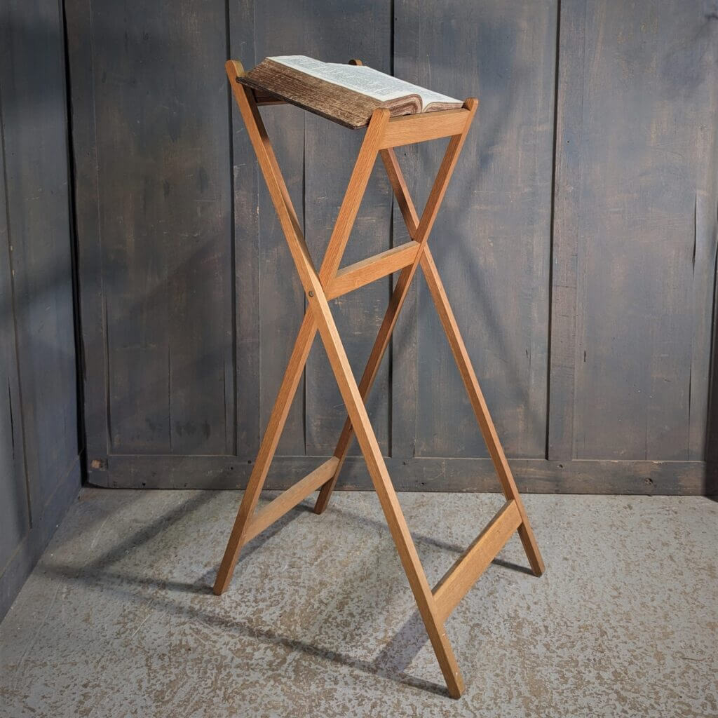 Folding Oak Legilium Lectern (SOLD) - Antique Church Furnishings