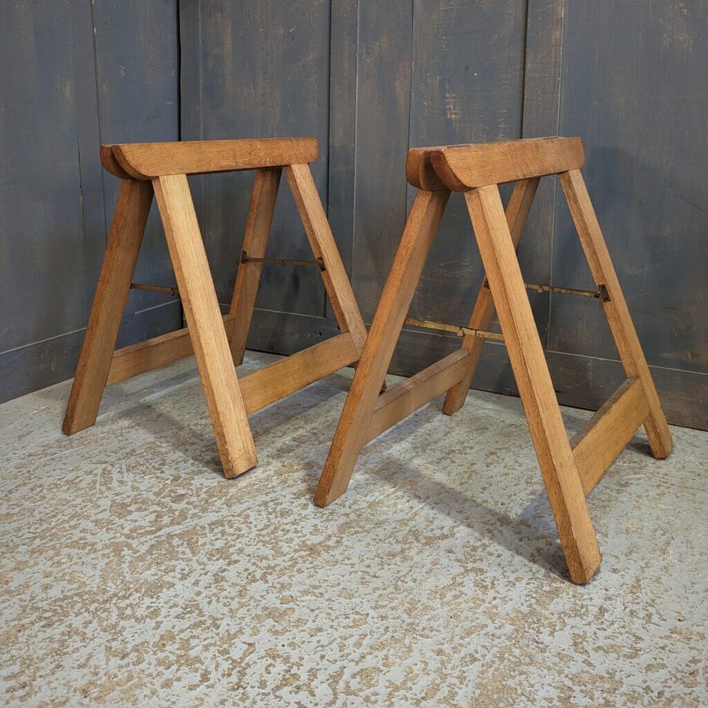 Oak Coffin Stands Mid Century 1950's Vintage with Quality Brass Hinges ...