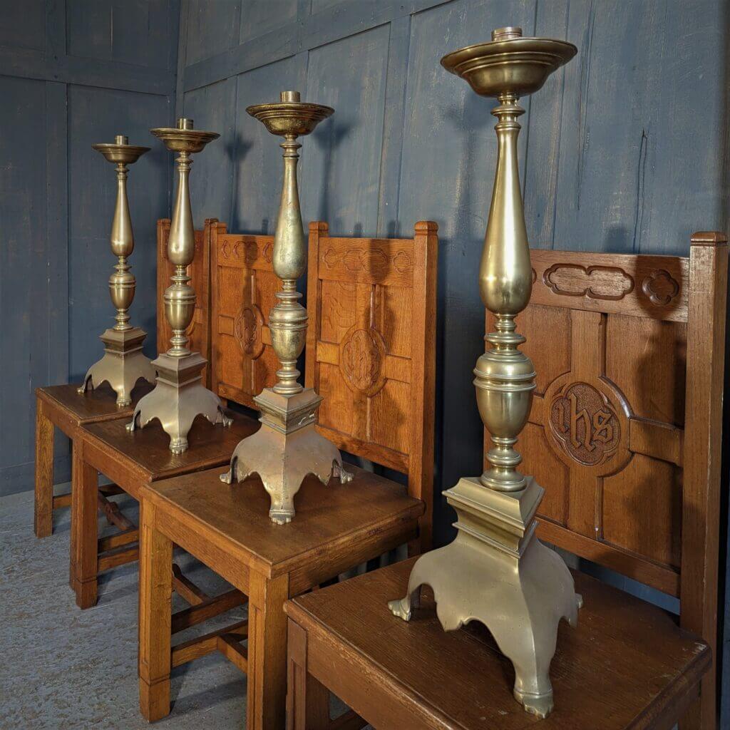 Set of Four Large Heavy Weighted Vintage Brass Altar Candlesticks (SOLD ...