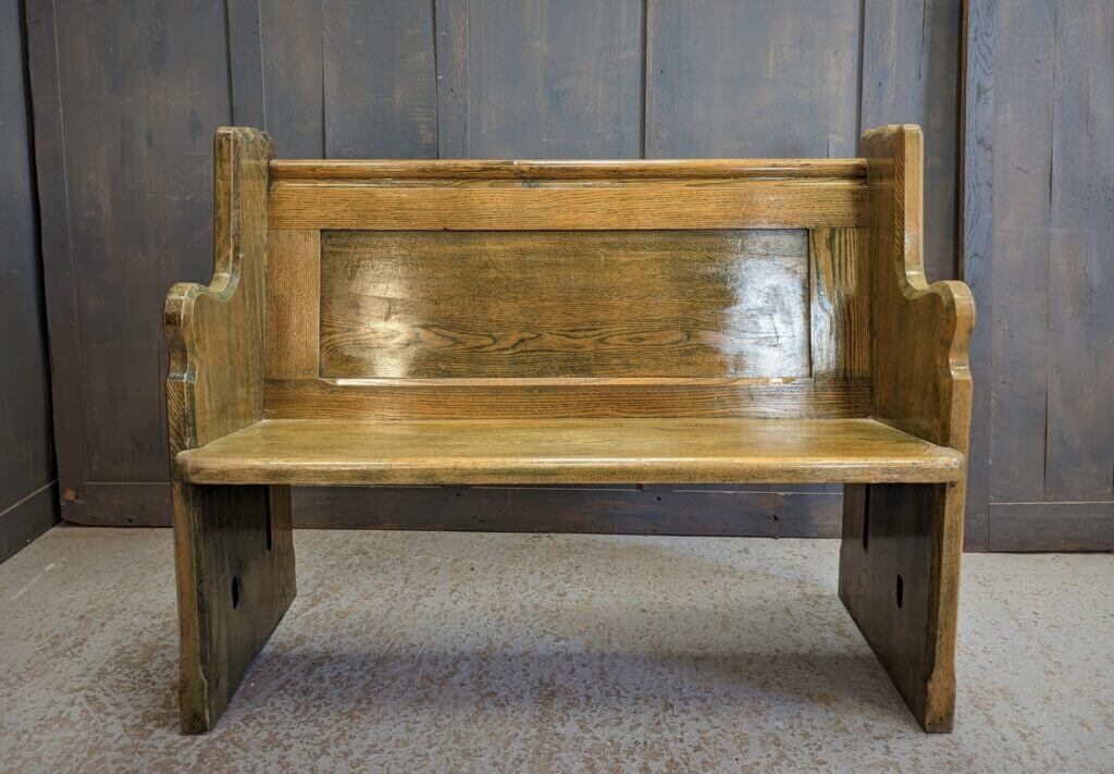 Vintage Canadian Green Oak Panel Back Church Chapel Pews Benches from ...