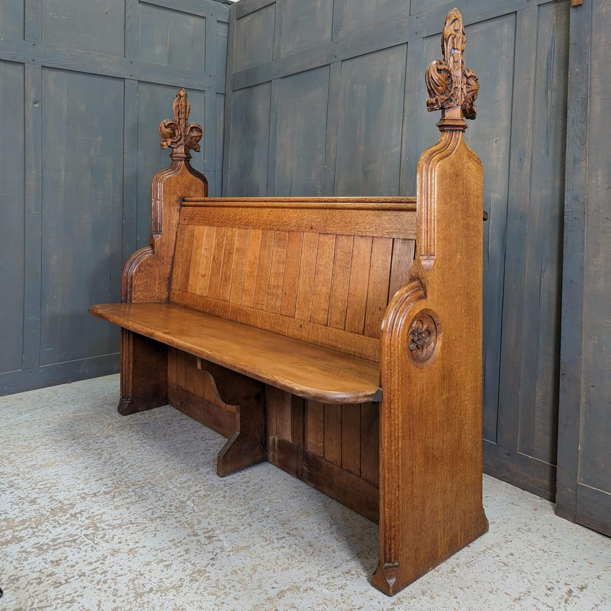 Fleur de Lys 1860's Antique Pine Church Pews Benches from St Faith's ...