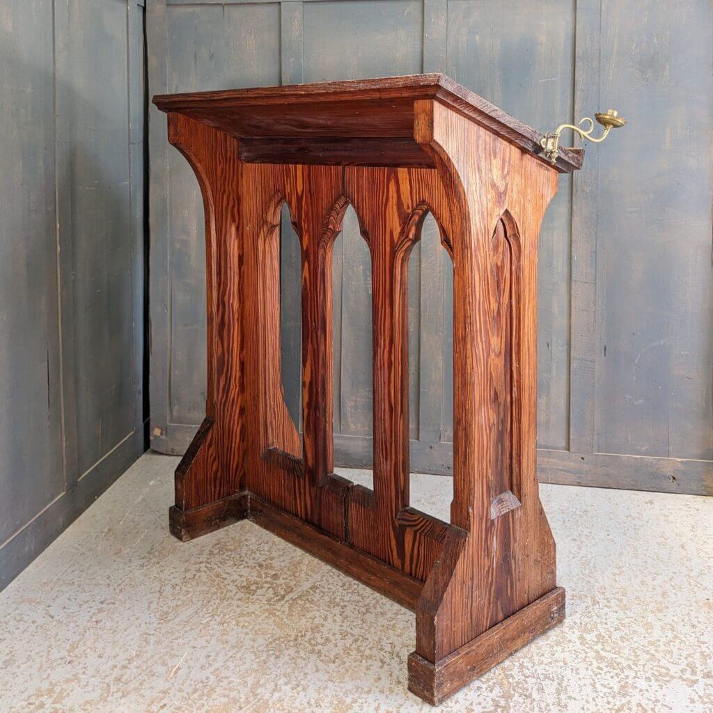 Large Welsh Pitch Pine Gothic Reading Desk Lectern Ambo with Adjustable ...