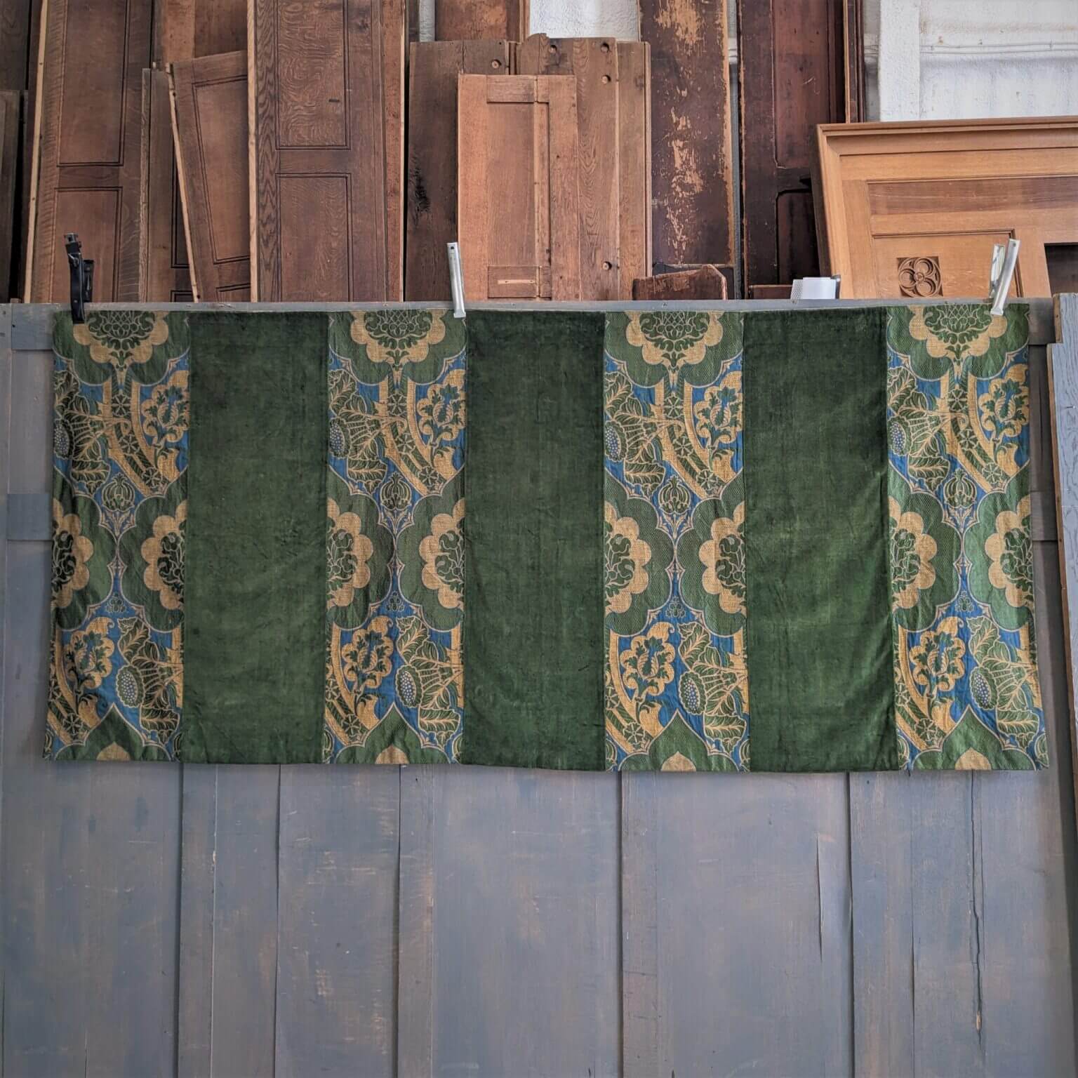 Antique Velvet & Foliate Brocade Green Yellow & Blue Altar Frontal ...