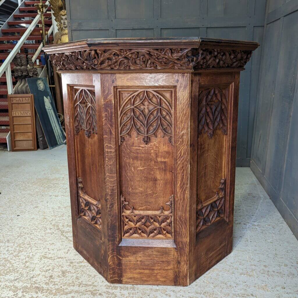Charming Small Antique Gothic Seven Sided Oak Pulpit (SOLD) - Antique ...