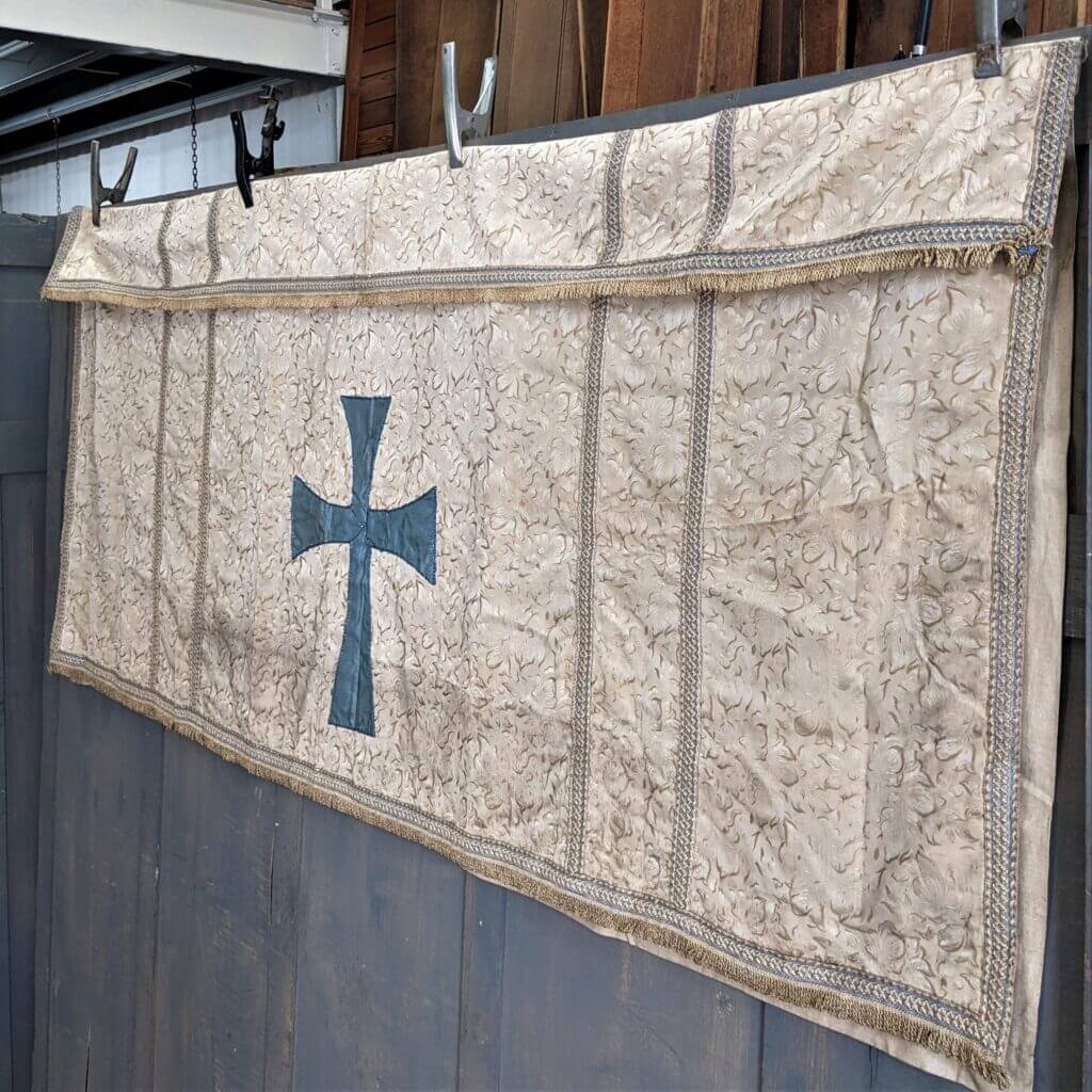 Large Silver & White Altar Frontal with Blue Cross from St David's ...