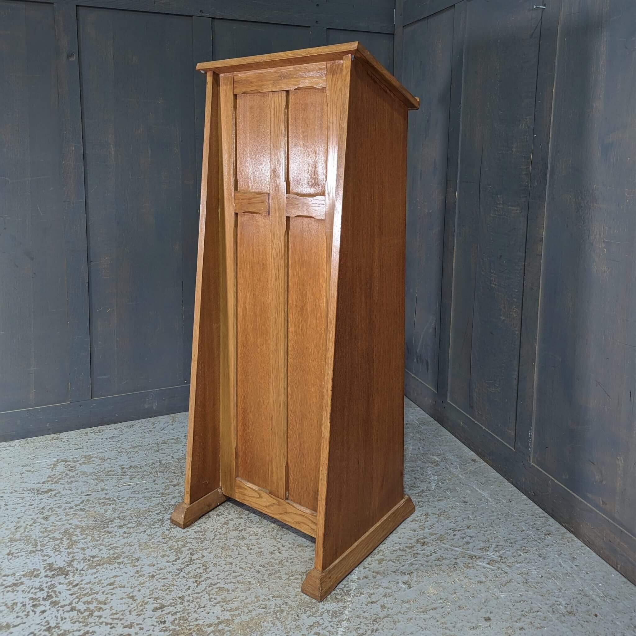 Tapered Mid Century Pale Oak Lectern Ambo Reading Desk with Full Length ...