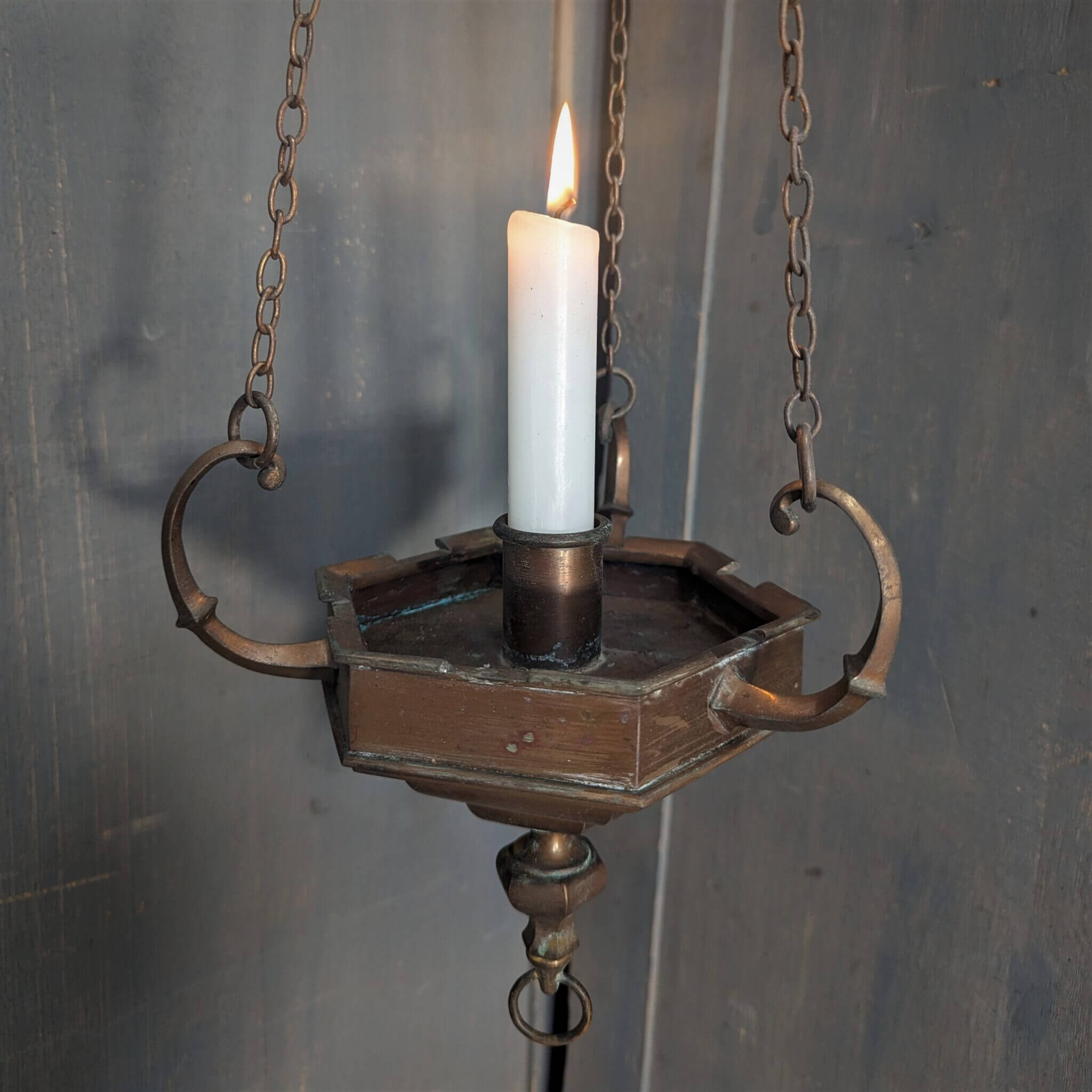 Heavy Bronze 1930's Vintage Mid Size Church Sanctuary Lamp
