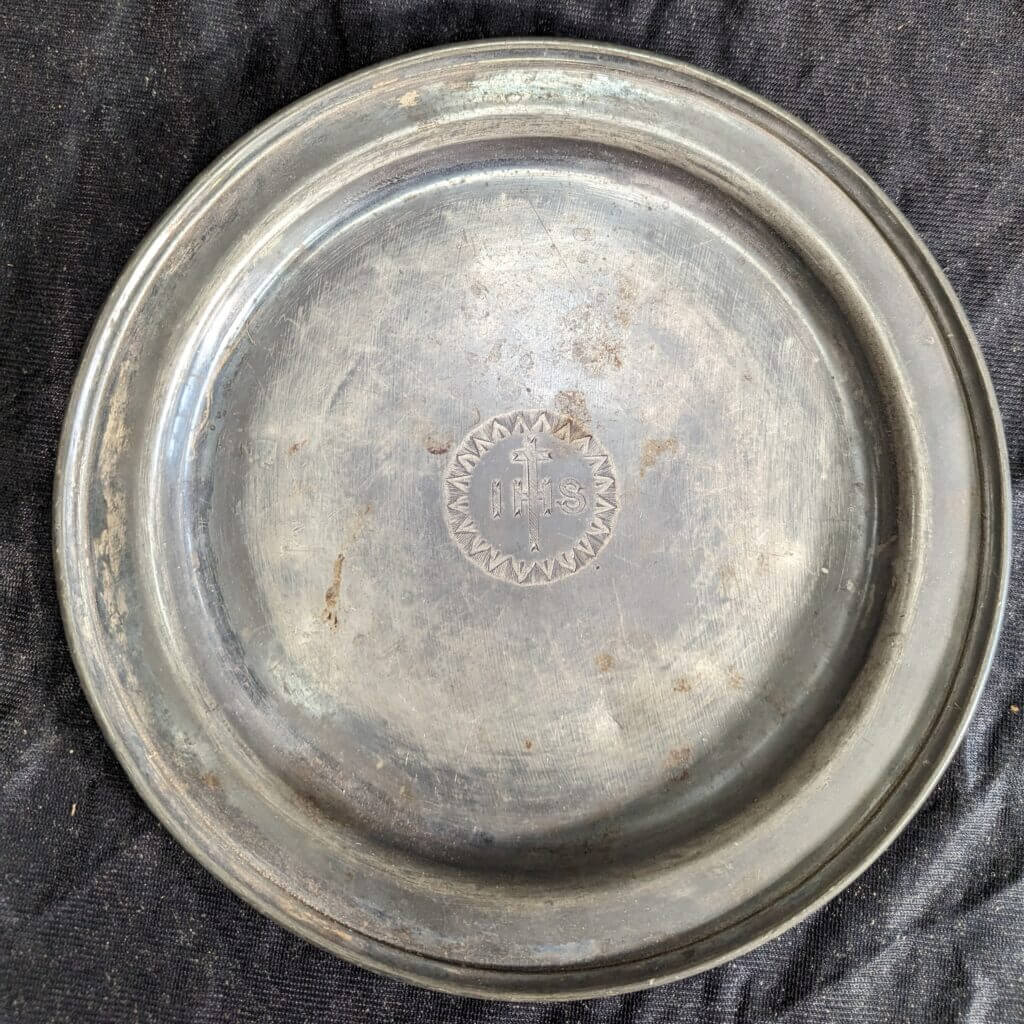 Mid 19th Century Antique Church Pewter Communion Plates