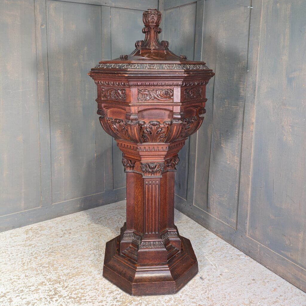 Stunning Victorian Carved Dark Oak Baptismal Church Font from Wesley ...