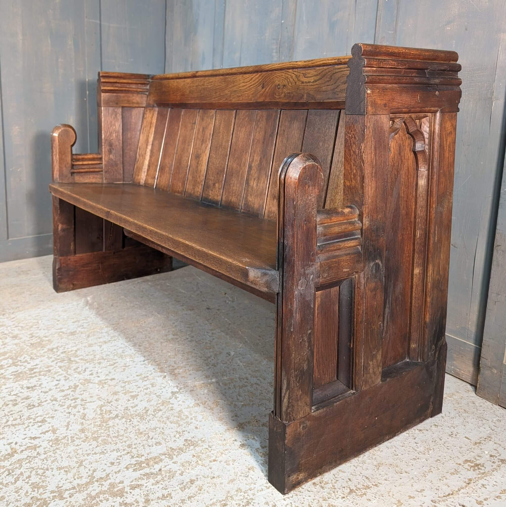 Gothic Mid 19th Century Oak Carved Pews from St Oswald's Oswestry Type 2