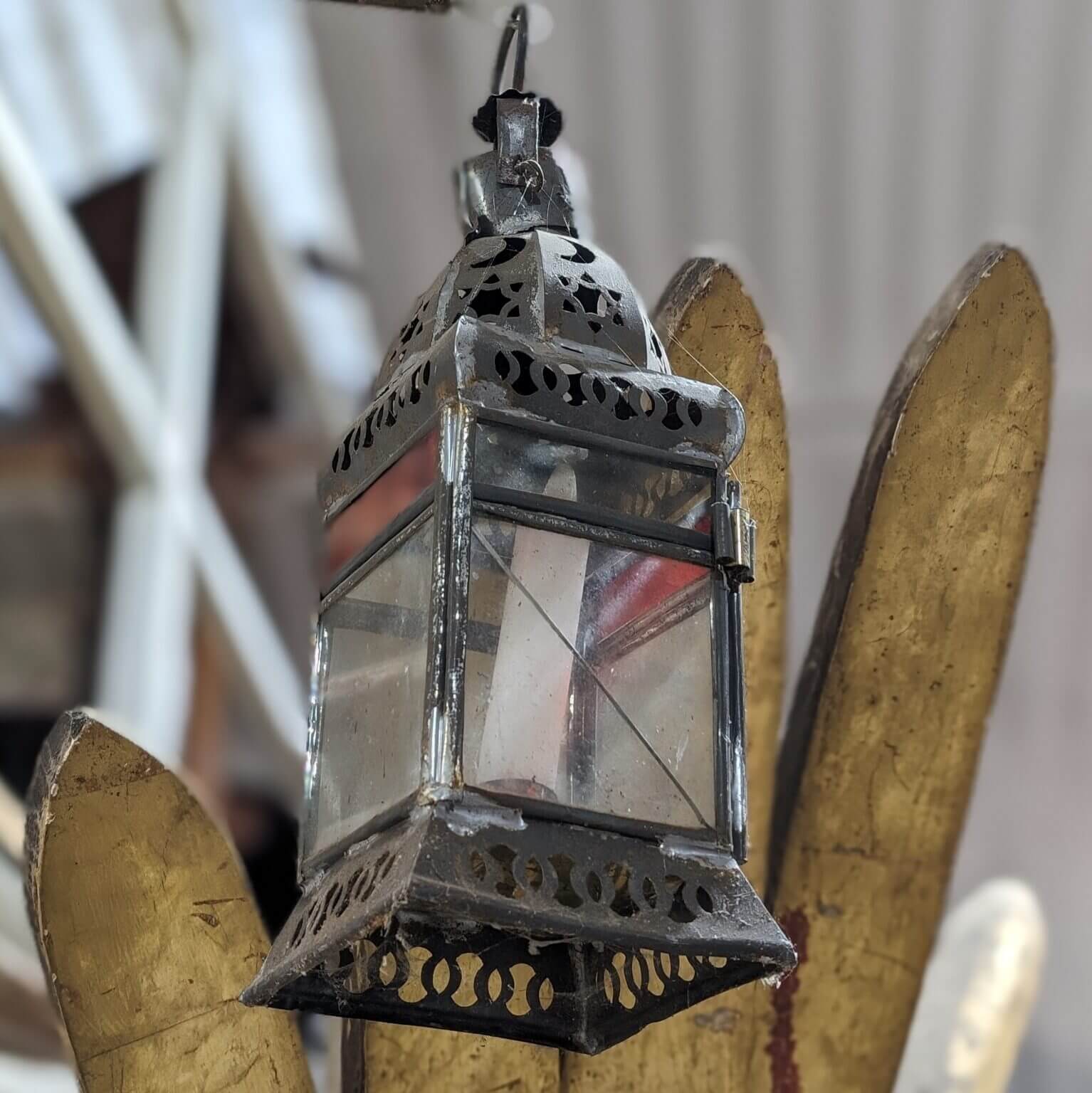 Nativity Style Byzantine Lantern on a Pole - Antique Church Furnishings