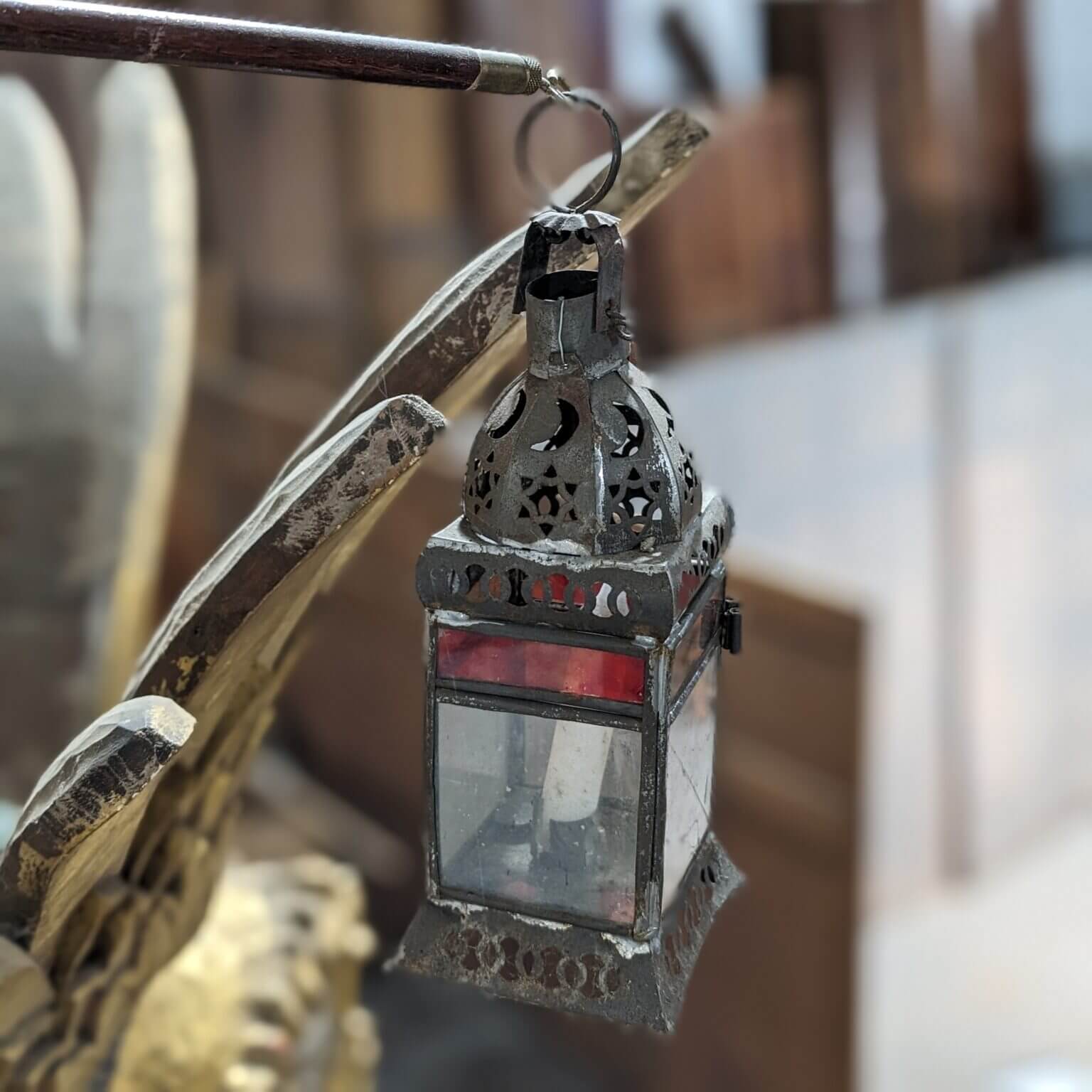 Nativity Style Byzantine Lantern on a Pole - Antique Church Furnishings