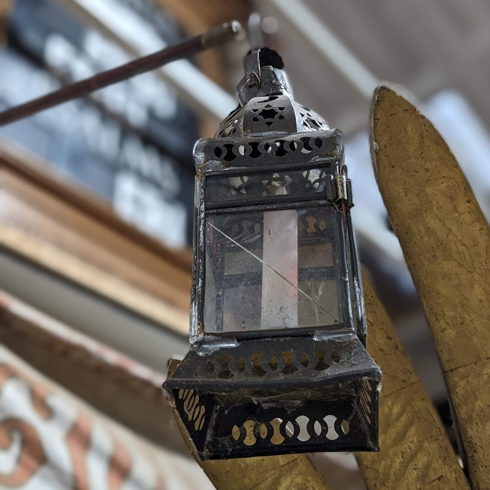 Nativity Style Byzantine Lantern on a Pole - Antique Church Furnishings