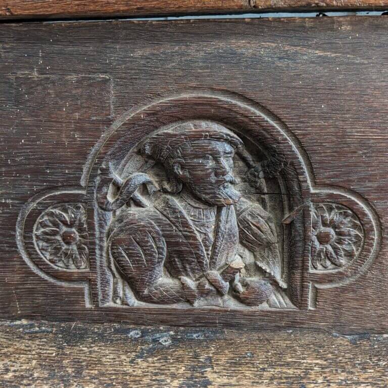 Very Early 16th /17th Century Carved Oak Church Pew