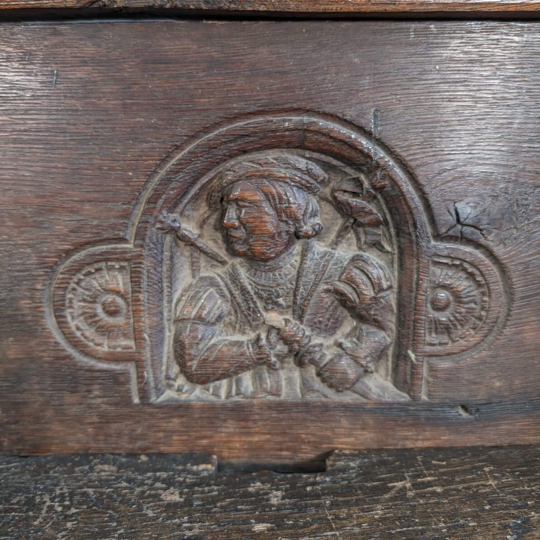 Very Early 16th /17th Century Carved Oak Church Pew