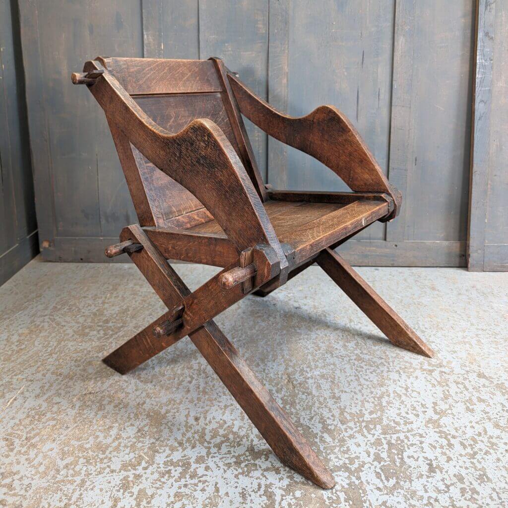 Victorian Oak Glastonbury Church Chair from the Chapel of Brede Place ...