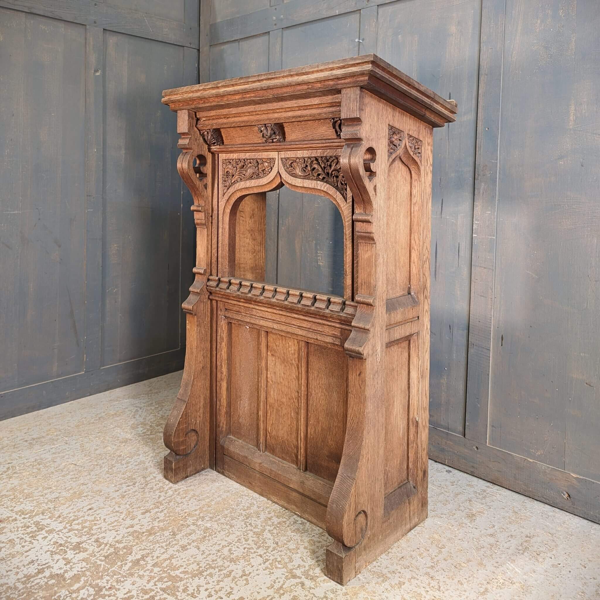 Carved Gothic Oak Victorian Church Lectern Ambo Reading Desk from ...
