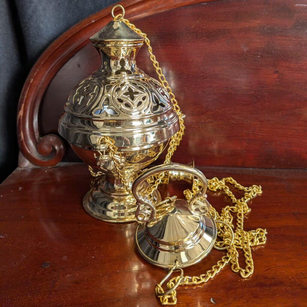 Heavy Brass Gothic Styled Incense Burner Censer Thurible - Antique ...