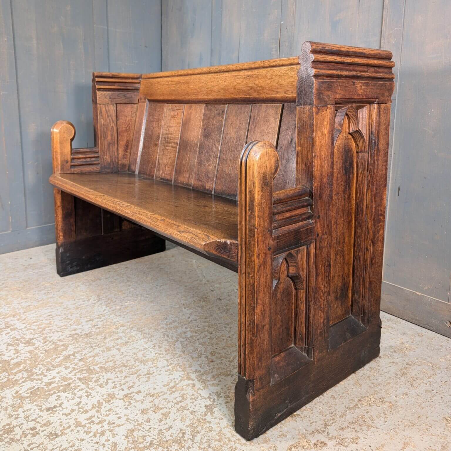 Gothic Mid 19th Century Oak Carved Pews from St Oswald's Oswestry Type 2