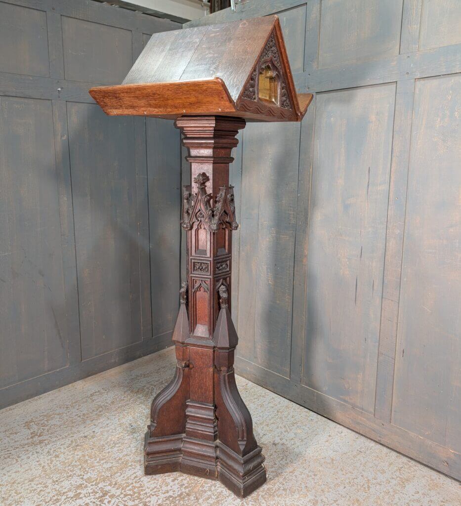 Marvellous 1853 Gothic Memorial Oak Pedestal Lectern With Lions ...
