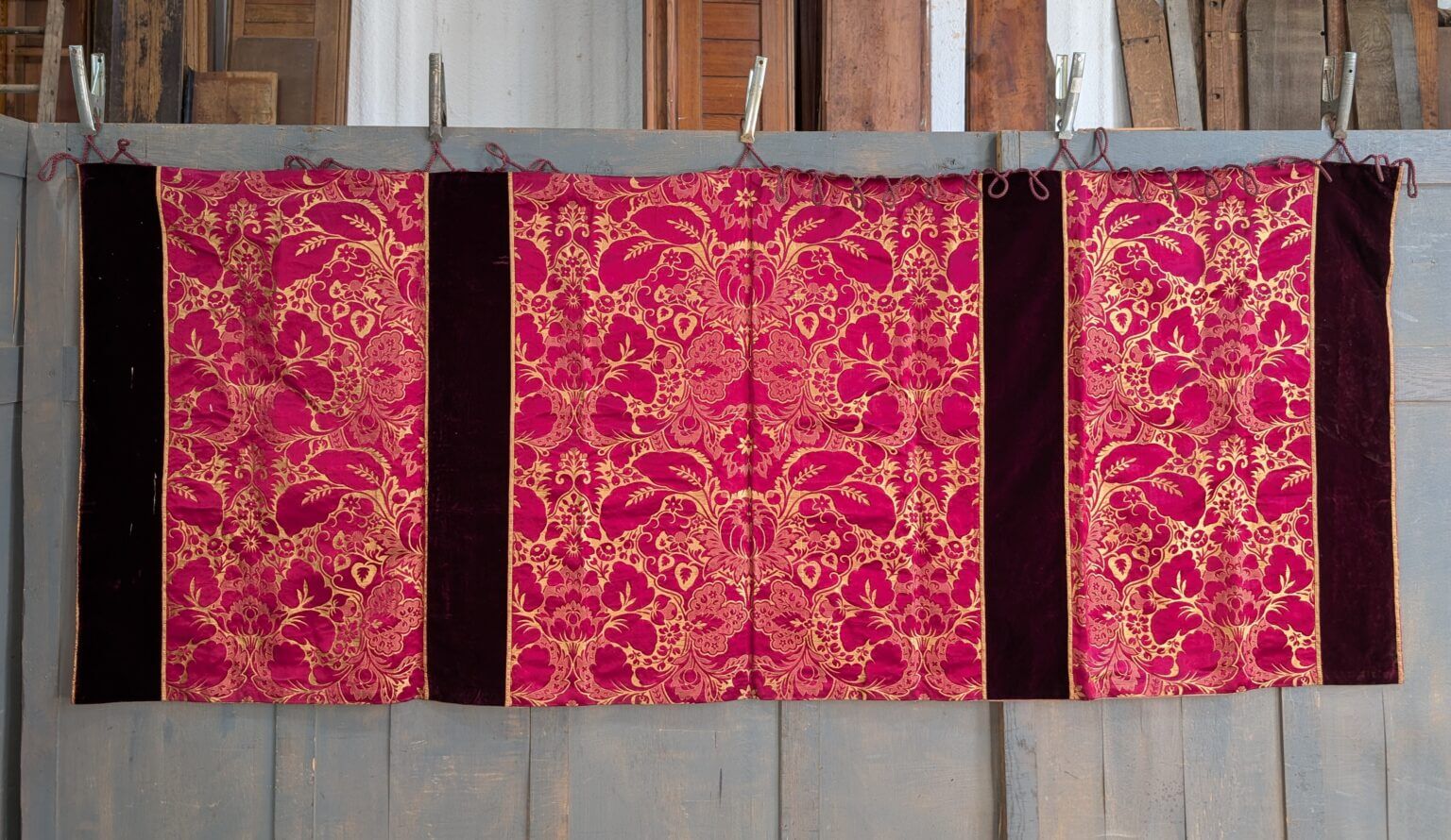 Large Sumptuous Rich Red Brocade Damask Altar Frontal with Deep Red ...