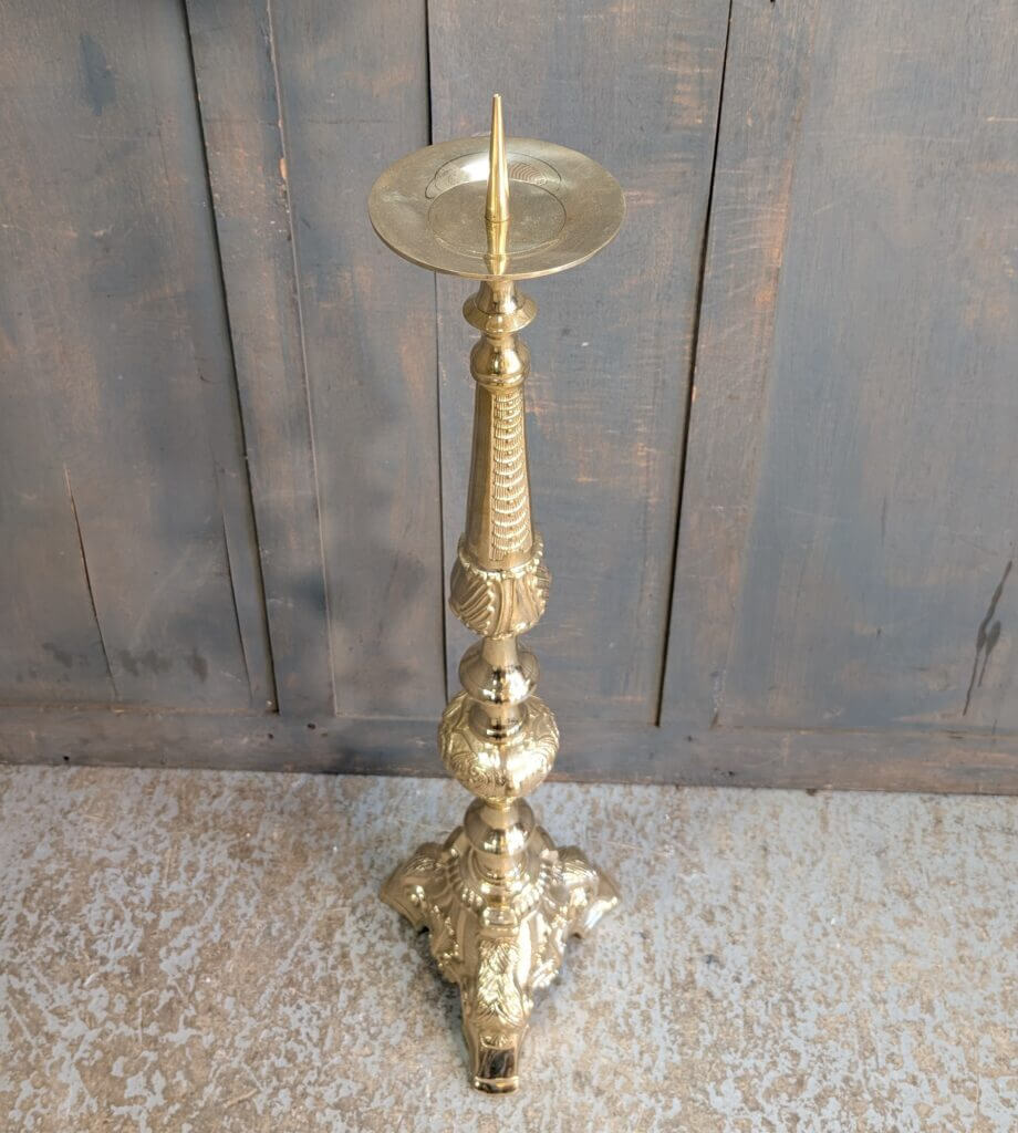 Large Solid Brass Paschal Candlestick in the Beaux Arts Style