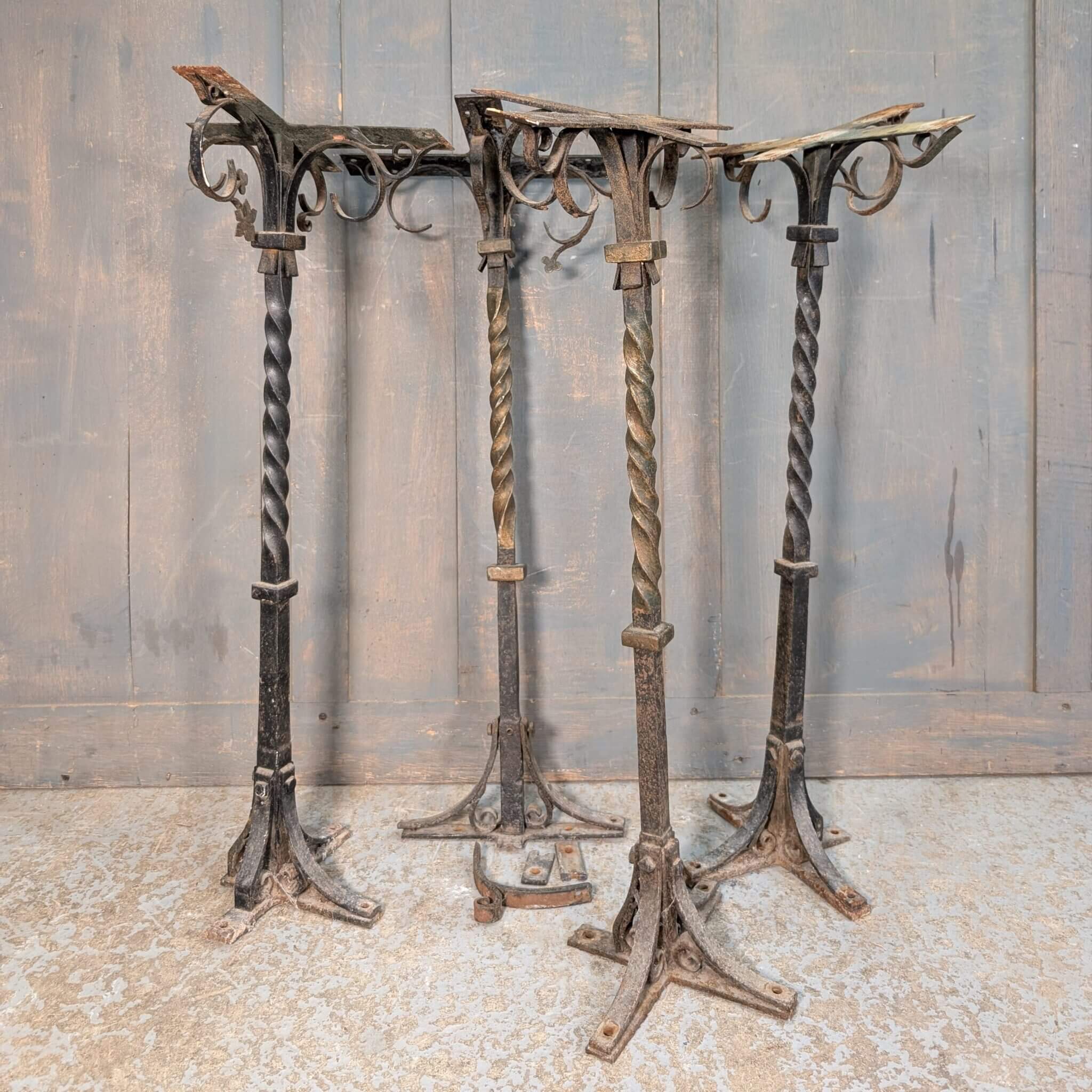 Four Victorian Cast Iron Upstands from a Prayer Rail
