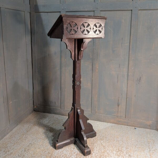 Dark Oak Gothic Styled Antique Pedestal Church Lectern from London City ...