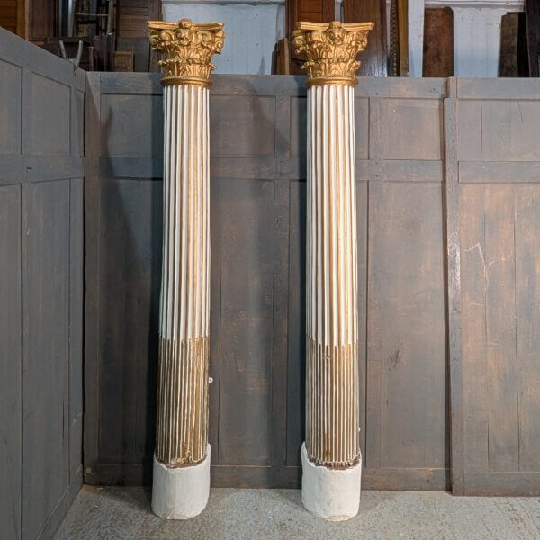 Pair of Carved Pine 18th Century Corinthian Columns
