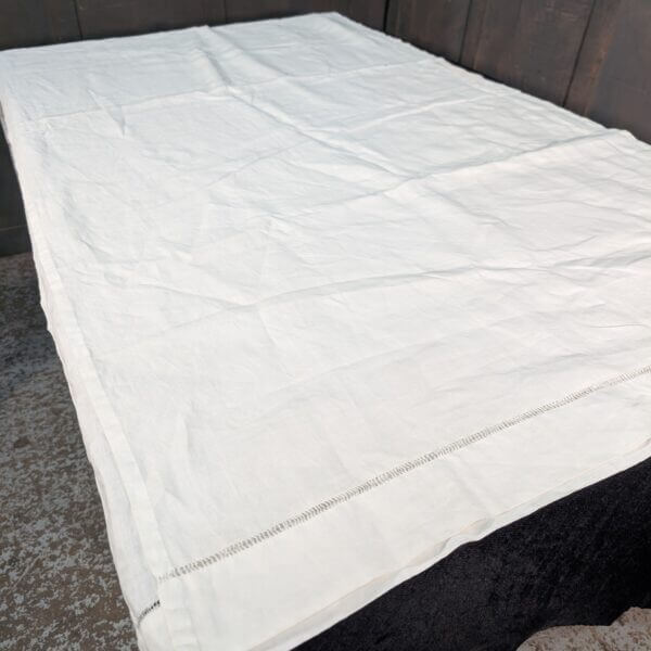 Very Long White Altar Linen Covering with Five Embroidered
