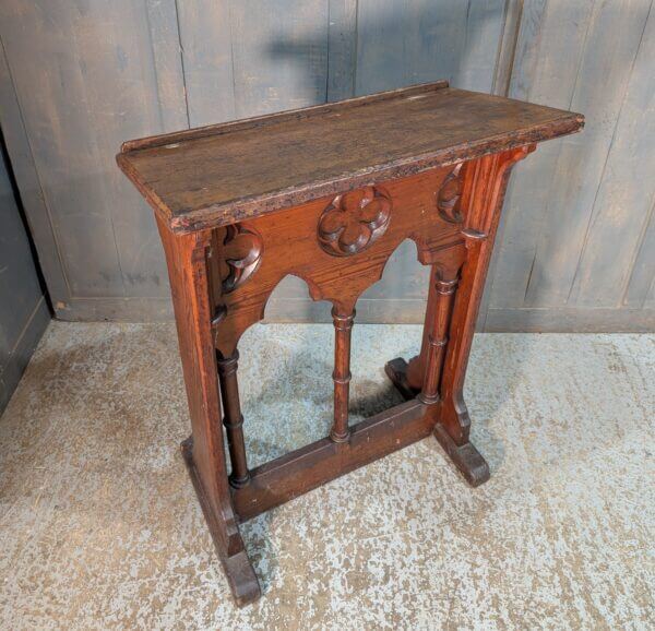 Heavy Victorian Gothic Pitch Pine Lectern Reading Desk Ambo